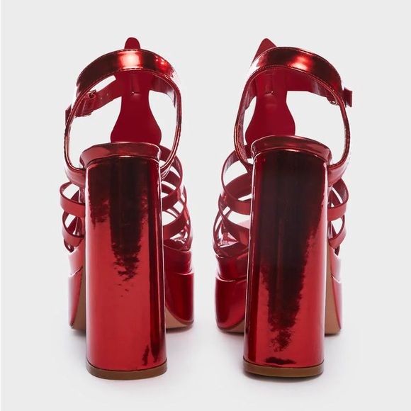 Dolls Kill | Shoes | Dolls Kill Red Metallic Tacy Platform Sandals ...